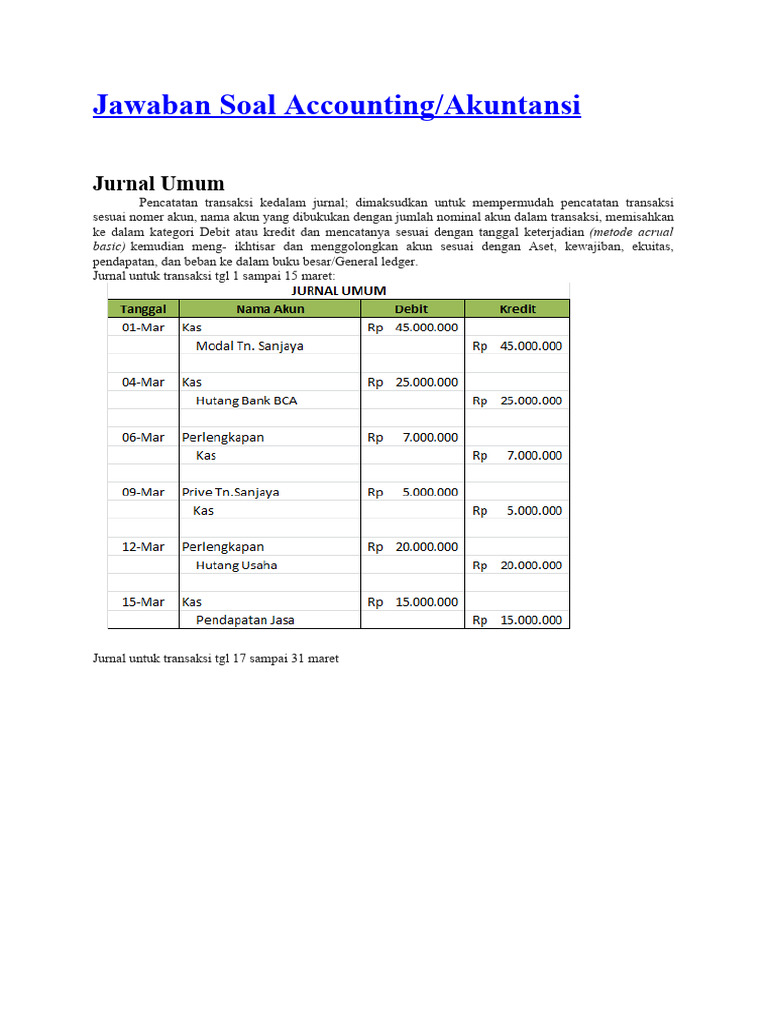 Jawaban Soal Accounting | PDF