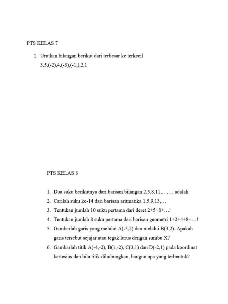 Soal PTS Kelas 7 8 9 | PDF | Griya & Taman | Komputer