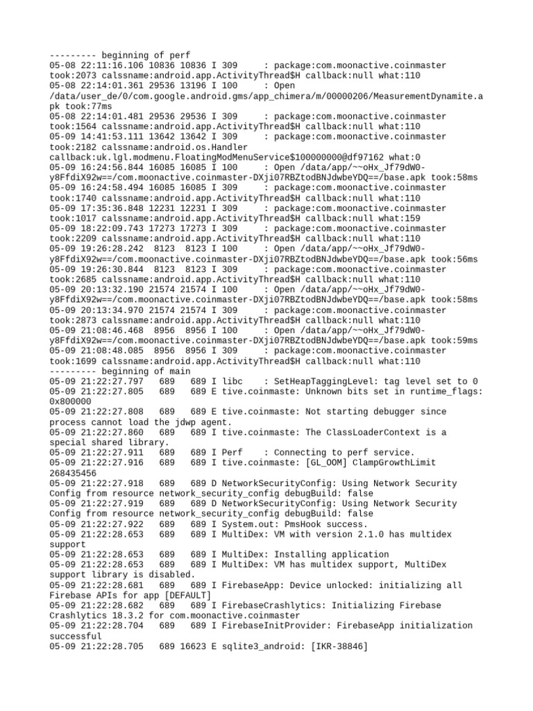 Mod Menu Log - Com - Moonactive.coinmaster | PDF | Android (Operating System) | Library (Computing)