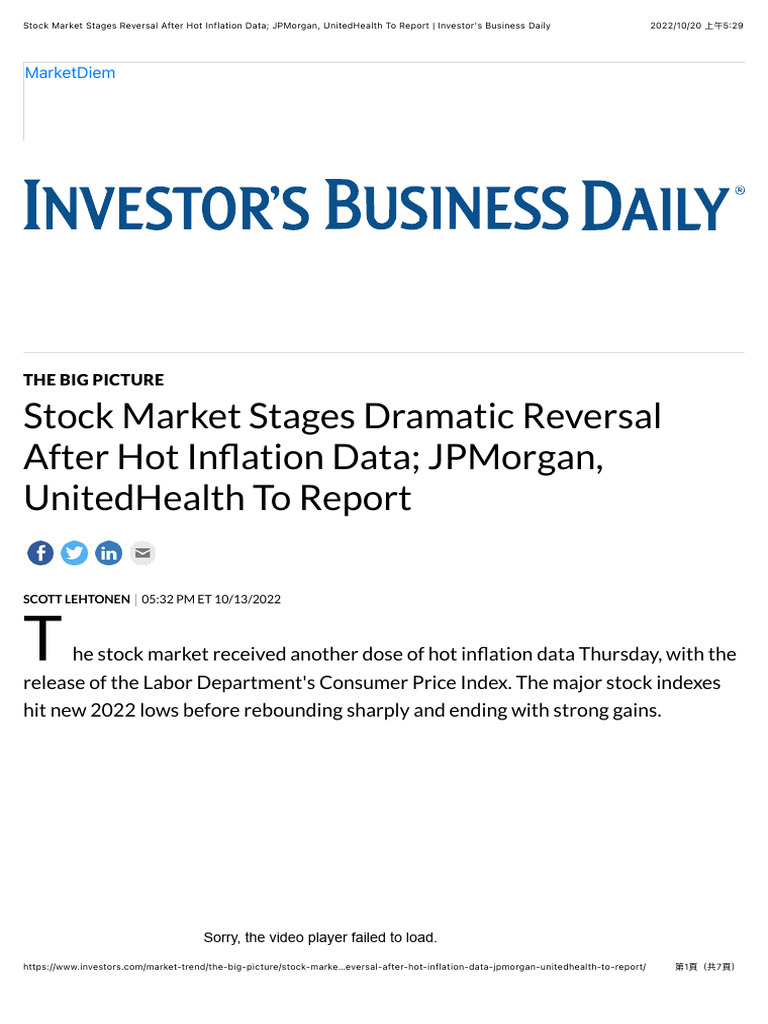 Stock Market Stages Reversal After Hot Inflation Data JPMorgan ...