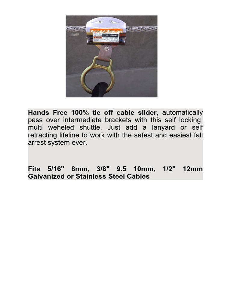 Fall Arrest Cable Slider System | PDF