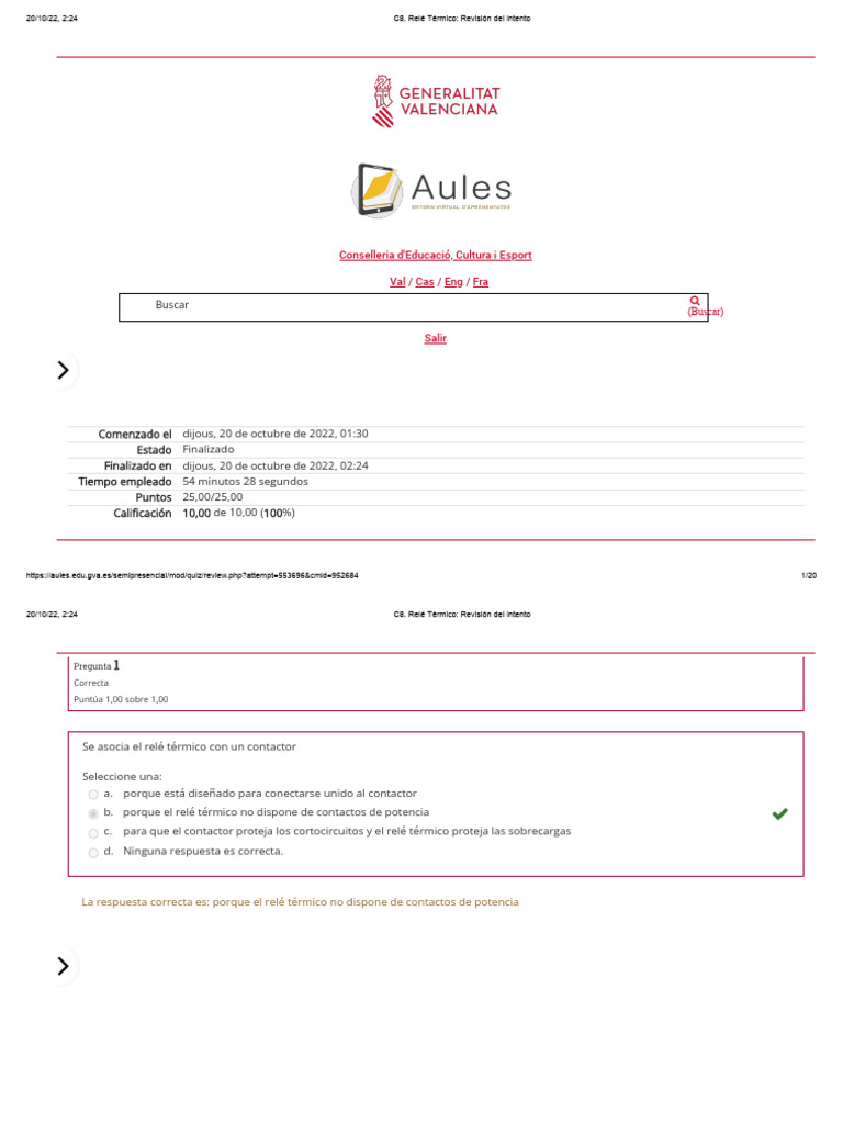 C8. Relé Térmico - Revisión Del Intento4 | PDF | Relé | Energia electrica
