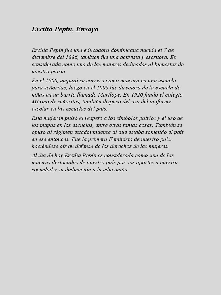 Ensayo de Ercilia Pepín | PDF