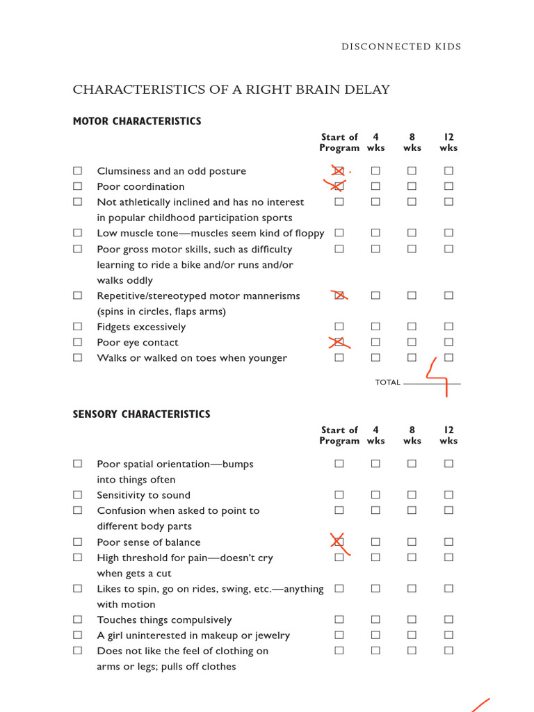 Disconnected Kids Checklist1 | PDF | Senses | Clinical Medicine
