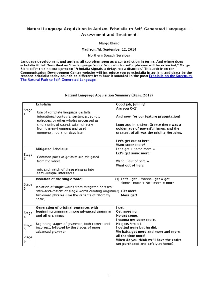 NLA Scoring Guide | PDF | Language Development | Language Acquisition