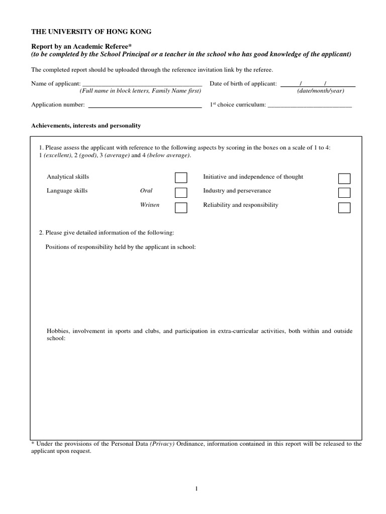 HKU Academic Referee Report Template | PDF