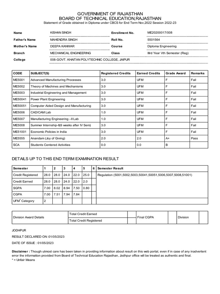 Mark Sheet | PDF | Engineering