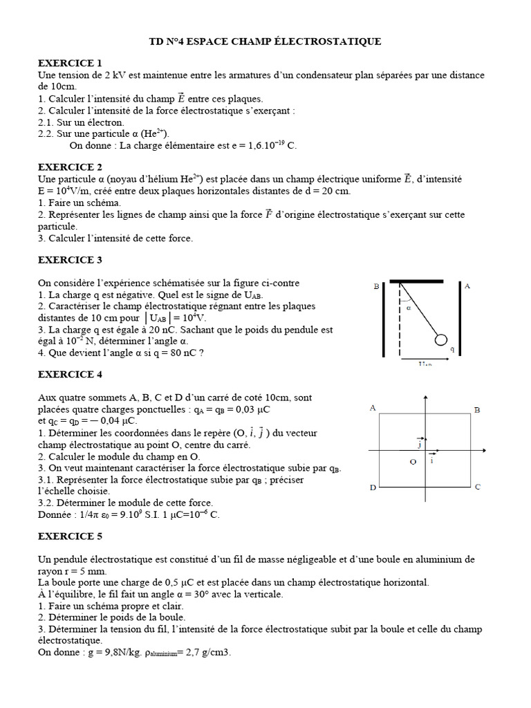 TD N°4 Espace Champ Électrostatique | PDF