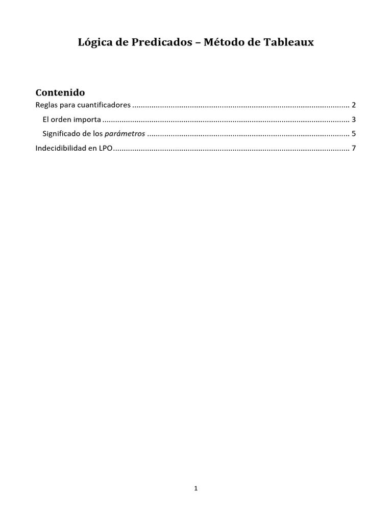 Método de Tableaux en Lógica de Predicados | PDF | Lógica de primer ...