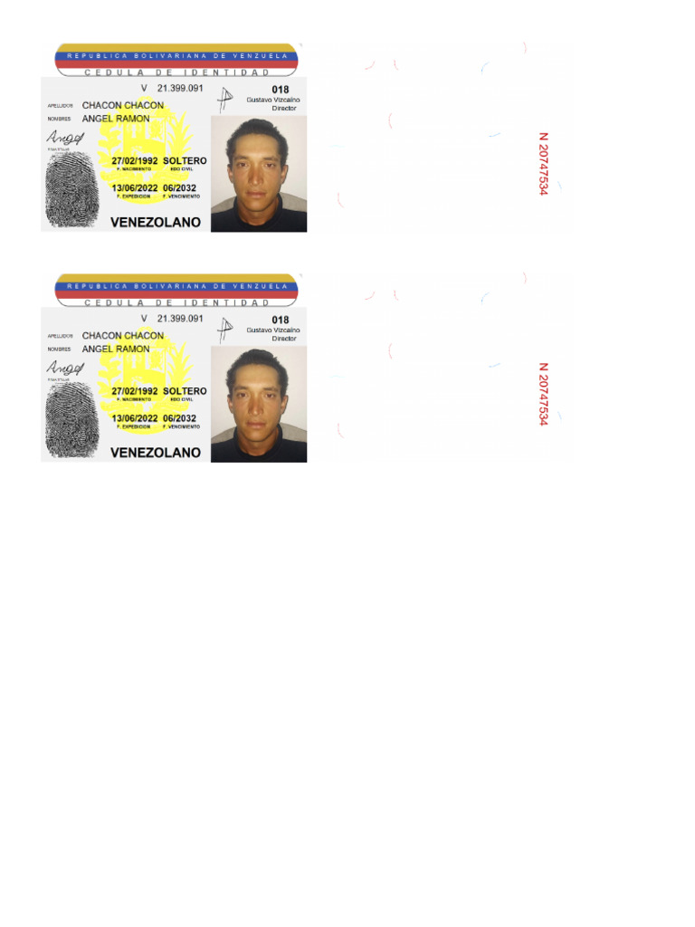 Cedula de Angel Ramon Chacon Chacon 21399091 | PDF