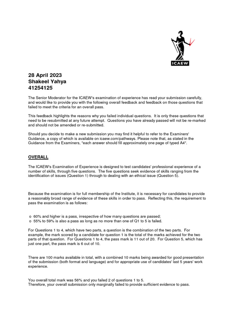 ICAEW Result | PDF | Evidence | Knowledge