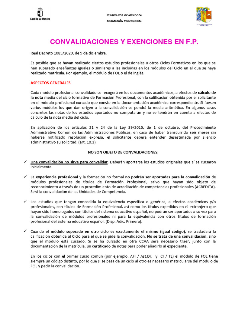 Informacion Alumnos Sobre Convalidacion Act Julio 23 | PDF | Negocios