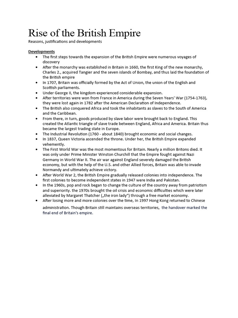 Rise of The British Empire | PDF