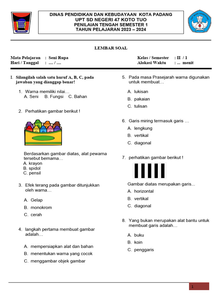 Soal PTS Seni Rupa Kumer KLS 2 | PDF