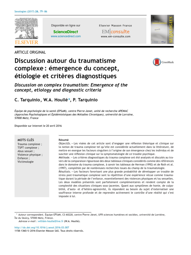 Discussion sur le traumatisme complexe | PDF | Sciences et mathématiques