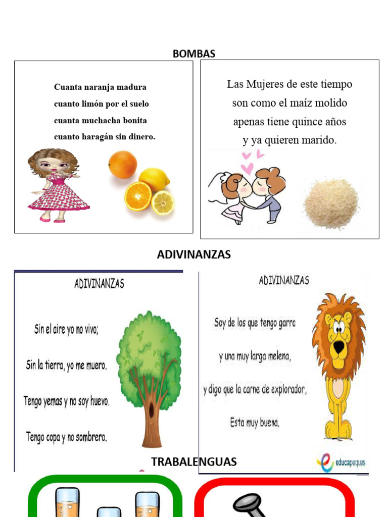 Bombas, Adivinanzas Refranes 2023 | PDF