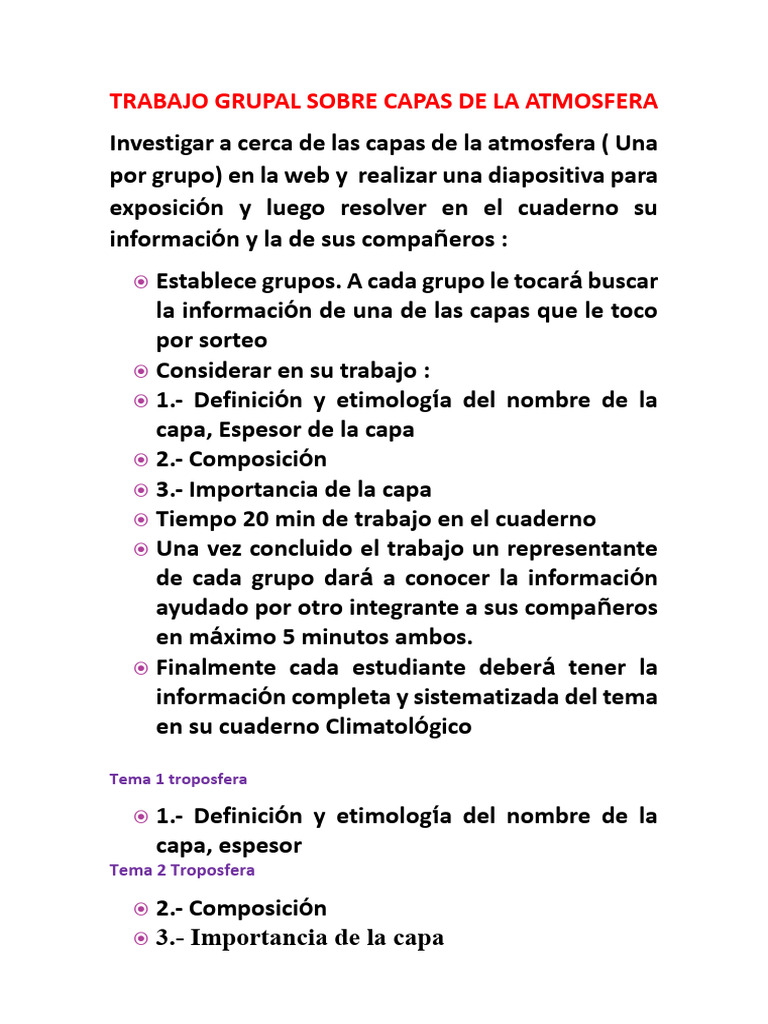Trabajo Grupal Sobre Capas de La Atmosfera 2022 | PDF | Estudios de ...