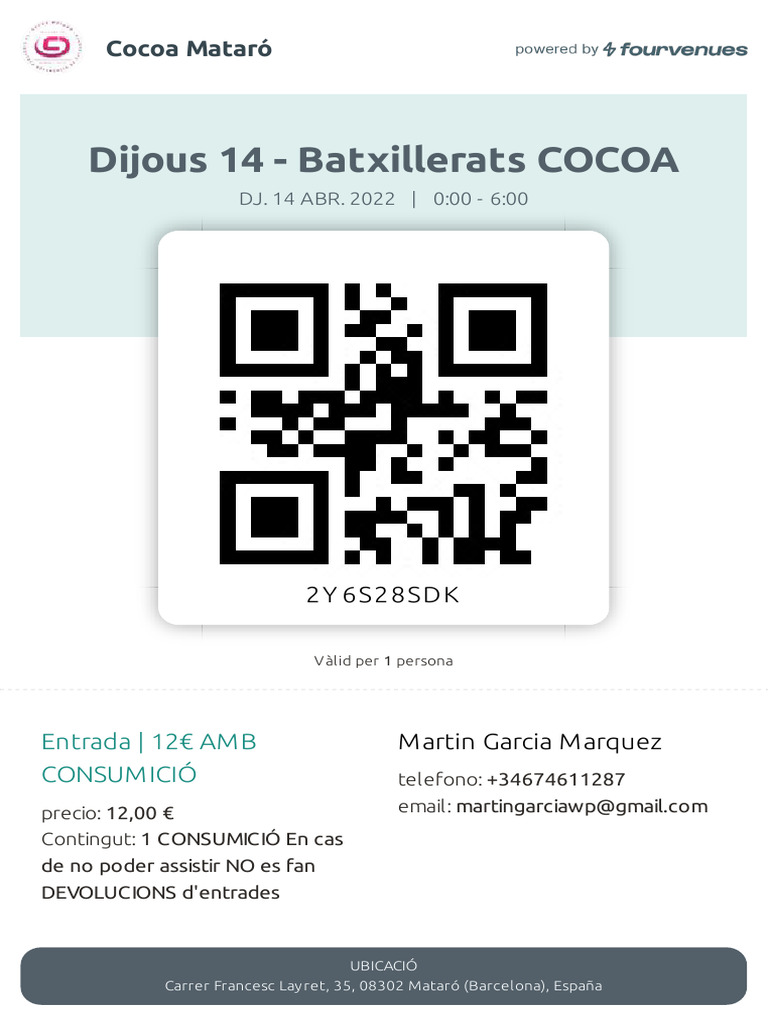 Dijous 14 - Batxillerats COCOA | PDF