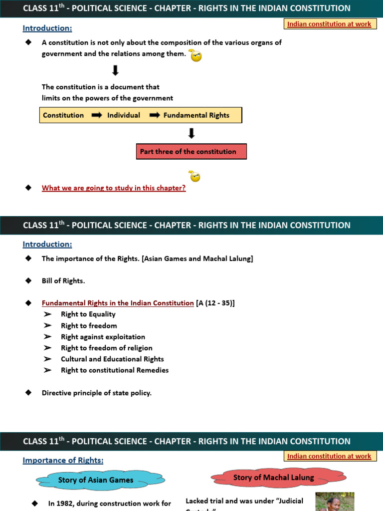 Class 11th Political Science (Indian Constitution at Work) | PDF ...