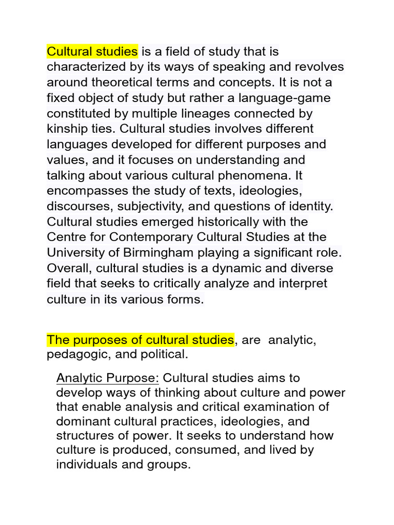 Cultural Studies | PDF | Cultural Studies | Critical Theory