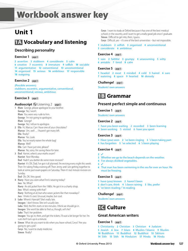 quot Solutions Upper-Intermidiate Workbook&Quot Keys | PDF