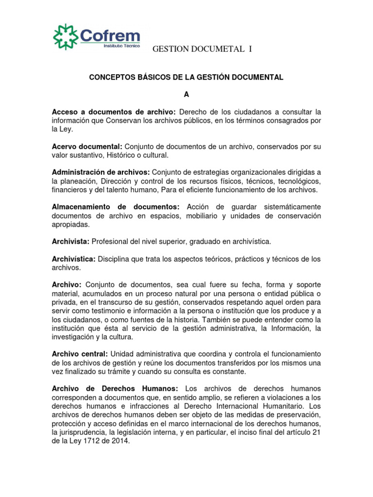 1.conceptos Basicos de La Gestion Documental | PDF | Documento | Gestión de registros