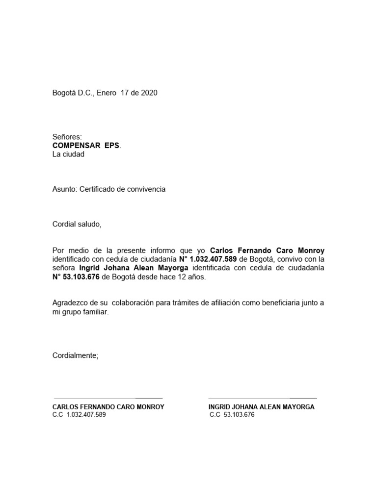 Carta EPS Compensar | PDF