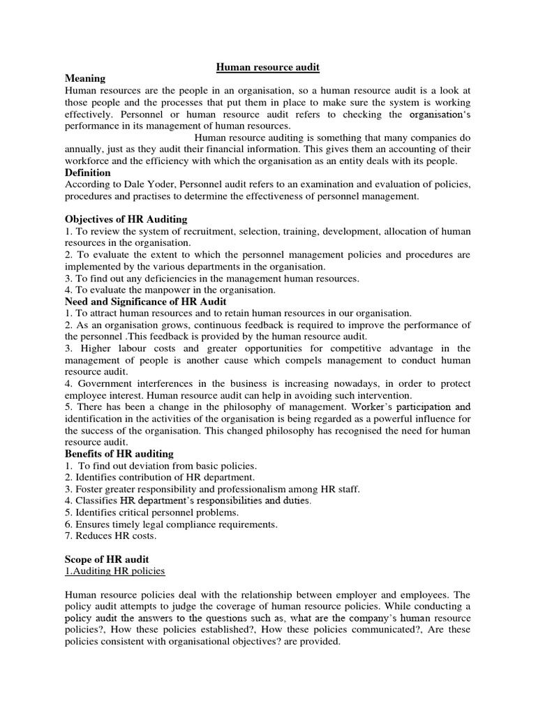 5.4 Human Resource Audit | PDF | Human Resource Management | Audit