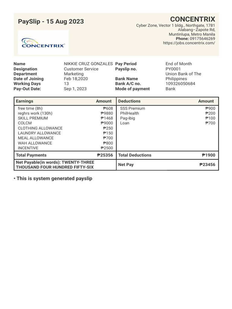 Payslip | PDF | Finance & Money Management
