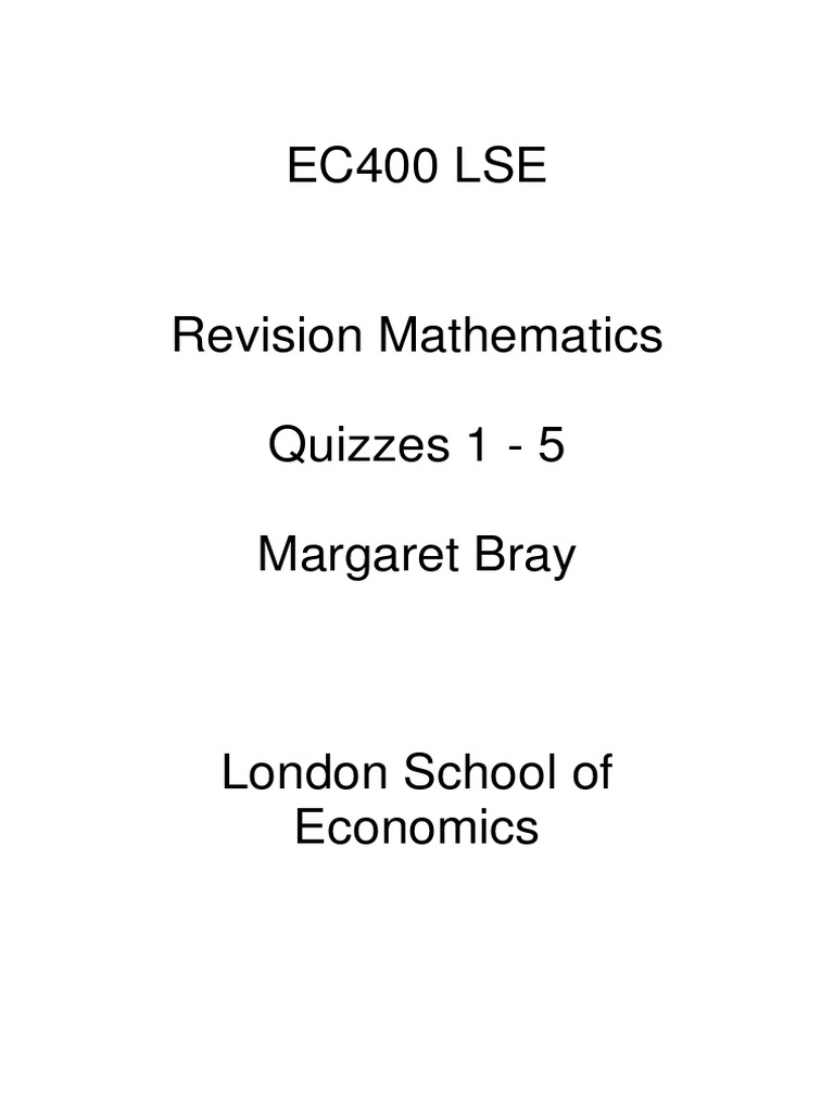 EC400 Revision Mathematics Quizzes All | PDF | Eigenvalues And Eigenvectors | Determinant