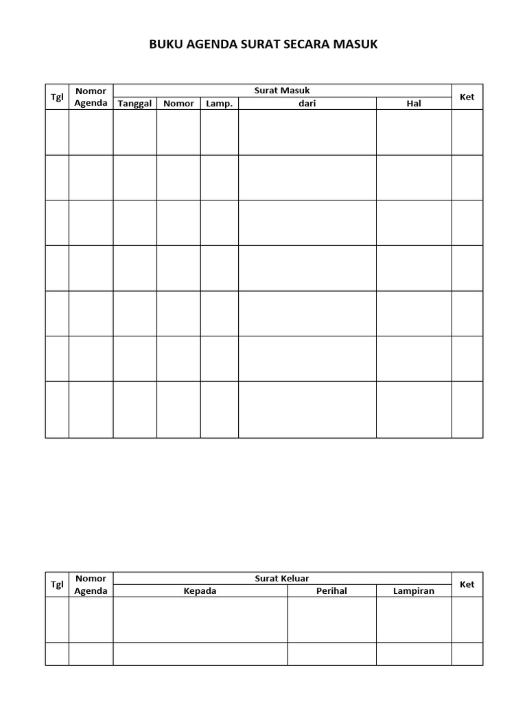 Buku Agenda Surat Masuk dan Keluar | PDF