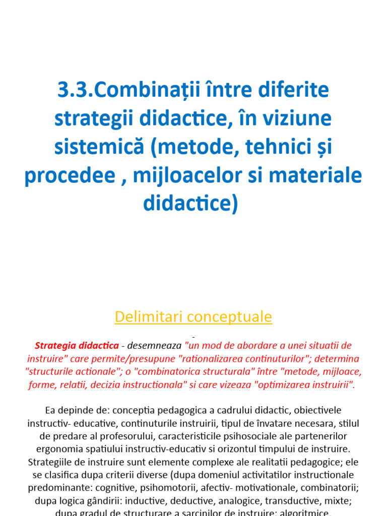 3.3. Combinatii Intre Diferite Strategii Didactice in Viziune ...
