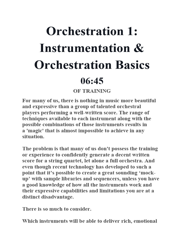 Orchestration Basics for Beginners | PDF | Orchestras | Musical Instruments
