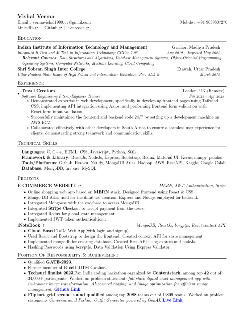 Vishal Verma, IIITM, Gwalior | PDF | Databases | World Wide Web