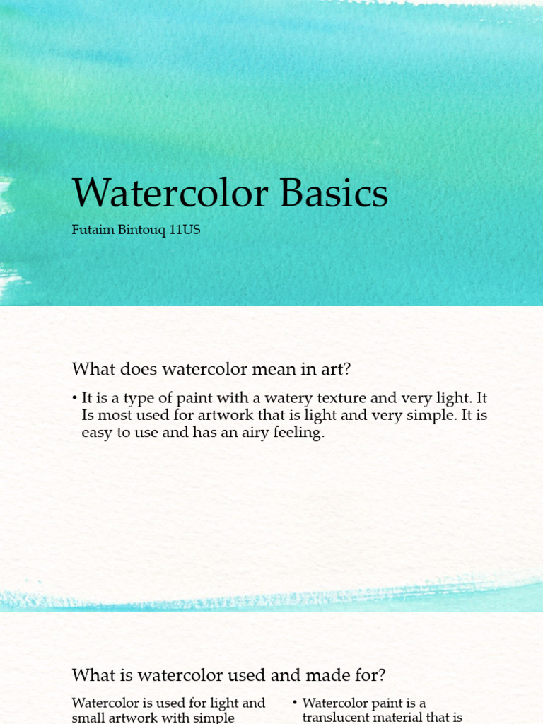 Watercolor Basics and Techniques Guide | PDF | Watercolor Painting ...
