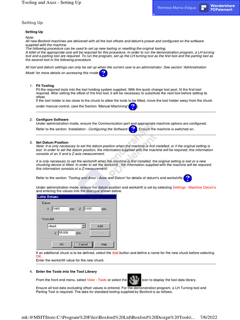 Boxford Set Up | PDF | Machining | Data