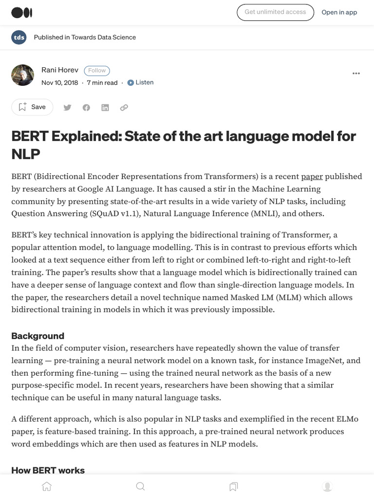 BERT Explained - State of The Art Language Model For NLP - by Rani ... BERT Explained - State of The Art Language Model For NLP - by Rani ...