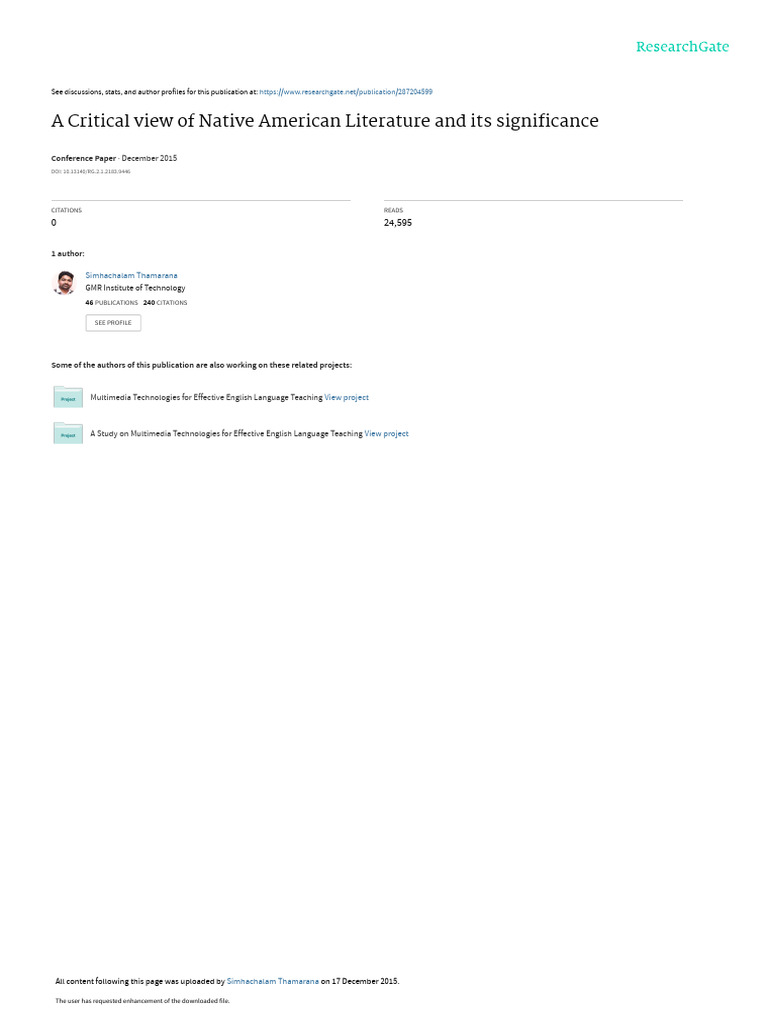 ACriticalviewof Native American Literatureanditssignificance | PDF ...