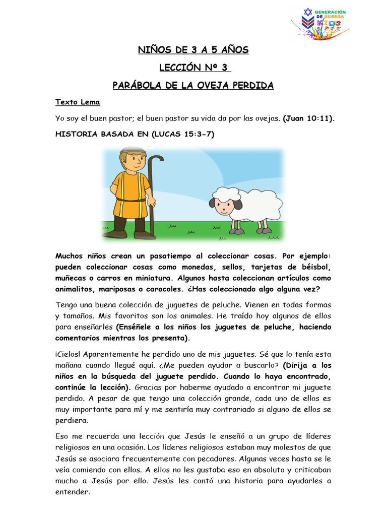 Leccion 3 - La Oveja Perdida | PDF | Jesús | Amor