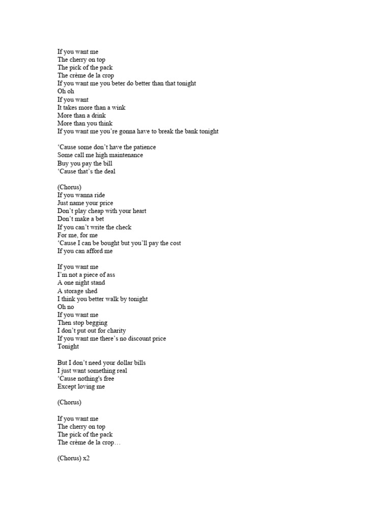 If You Want Me: Lyrics Analysis | PDF | Poetry