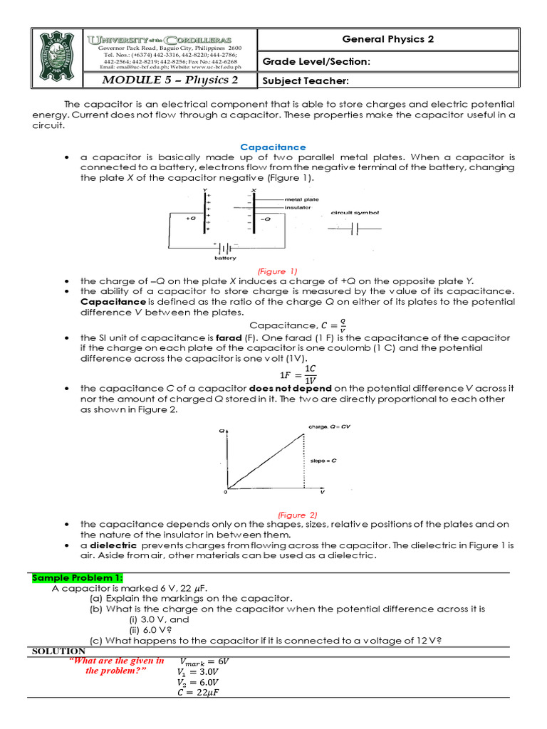 Module 5 Physics 2.docxjm | Download Free PDF | Capacitance | Capacitor