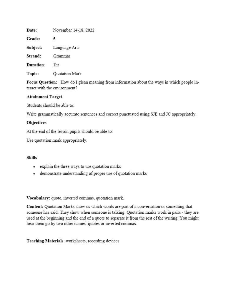 Grammar - Quotation Mark, Direct and Indirect Speech 3 | PDF ...