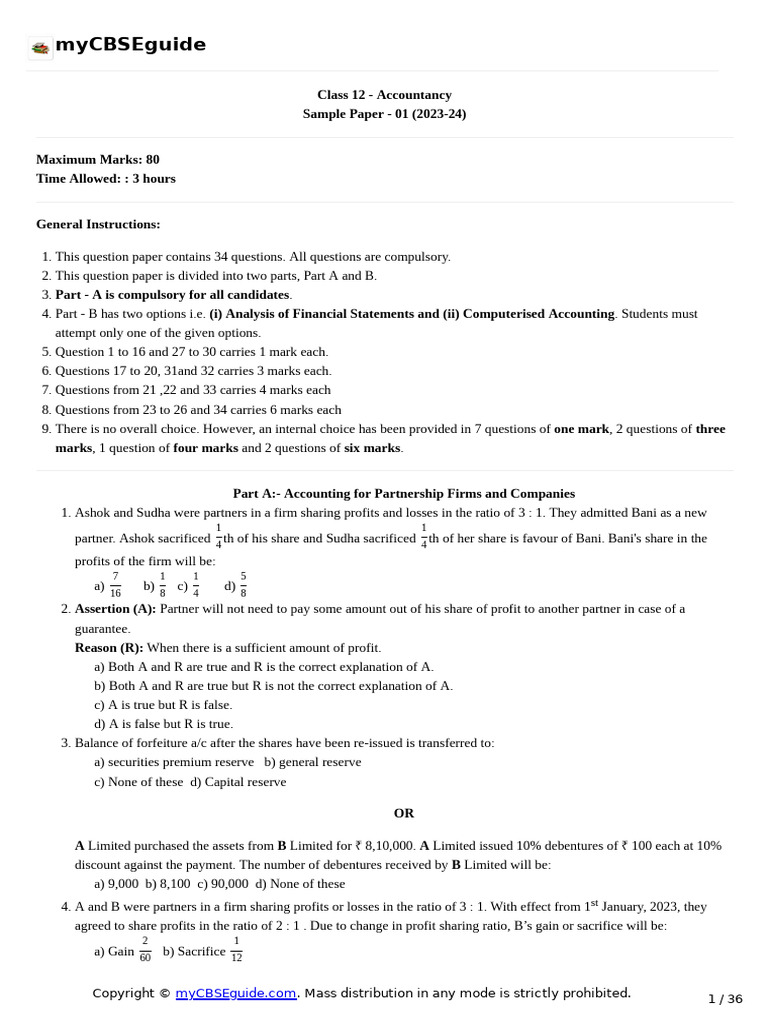 12 Acc SP 01 | PDF | Balance Sheet | Investing