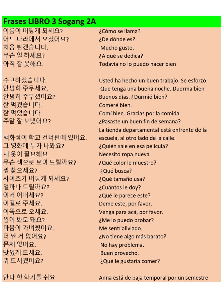Libro 3 FRASES Libro Completo Sogang 2A | PDF | Artes del Lenguaje y ...
