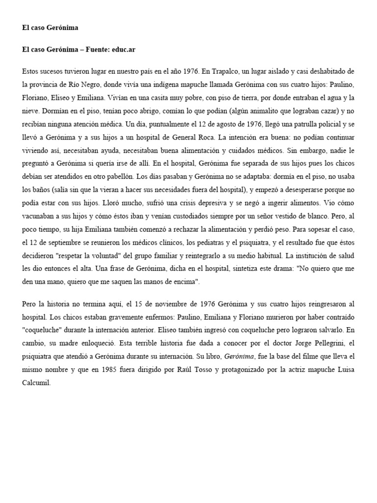 El Caso Gerónima | PDF | Hospital