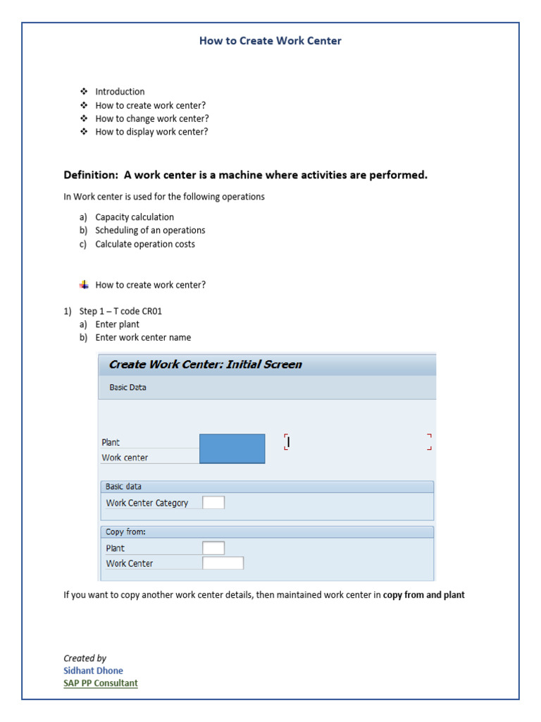 How To Create Work Center | PDF How To Create Work Center | PDF