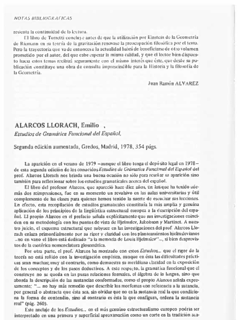 Emilio Alarcos Llorach Estudios de Gramatica Funci | PDF