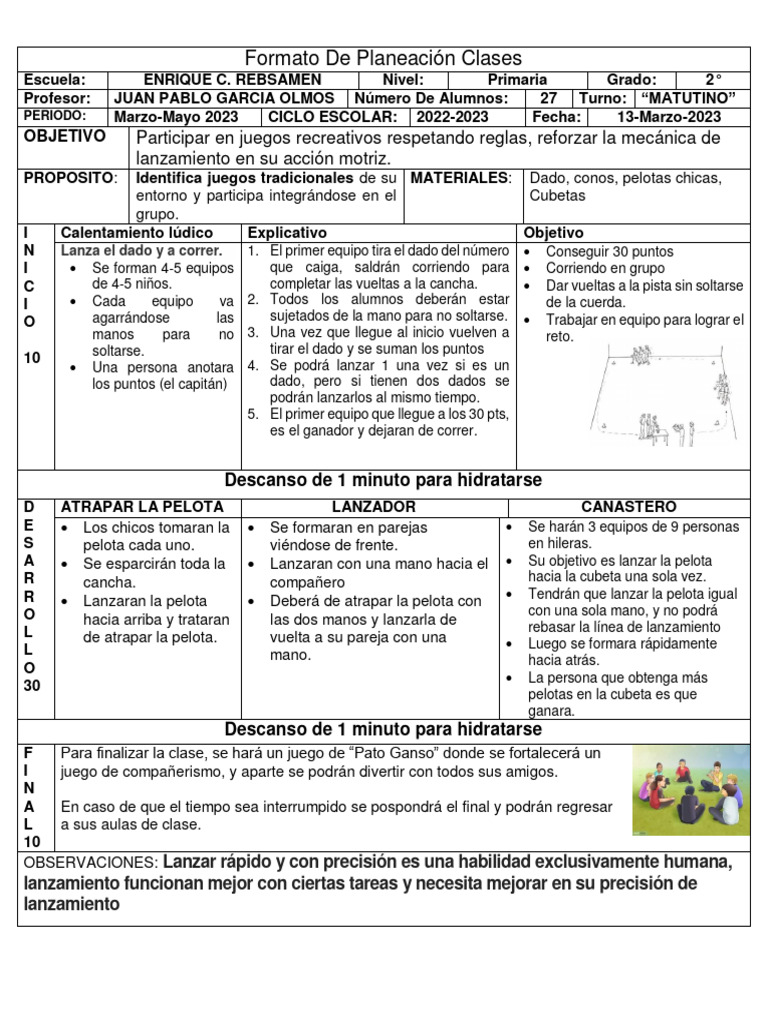 Formato de Planeación Clase PROYECTO FINAL | PDF