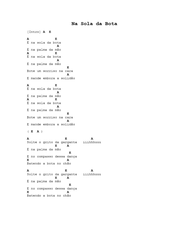 Na Sola Da Bota - Cifra | PDF