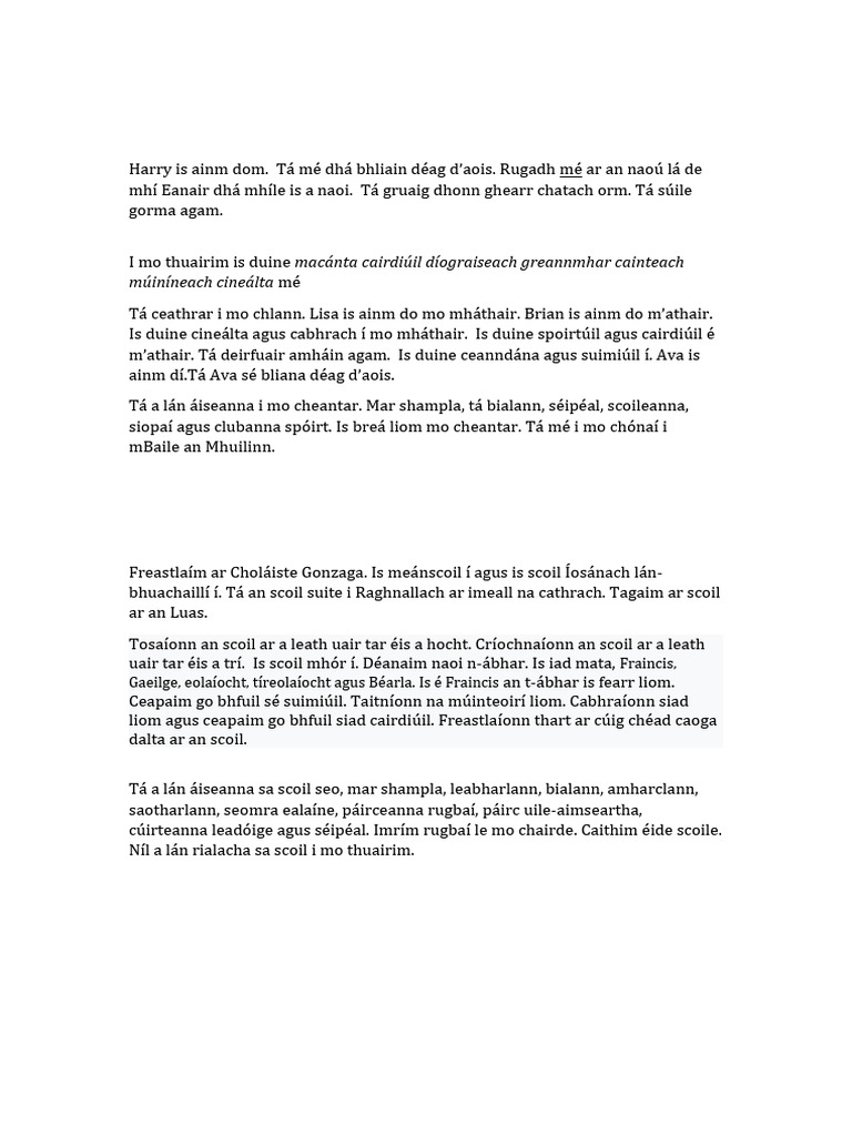Ceapadoireacht (Winter Exams) | PDF